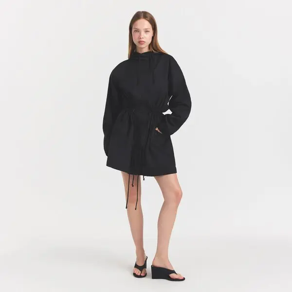 SKIMS Oversized Woven Cotton Anorak - Onyx