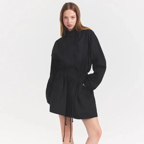 SKIMS Oversized Woven Cotton Anorak - Onyx