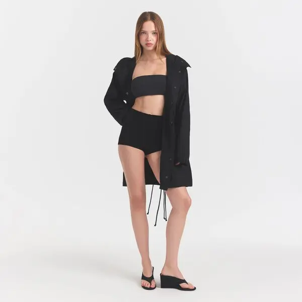 SKIMS Oversized Woven Cotton Anorak - Onyx