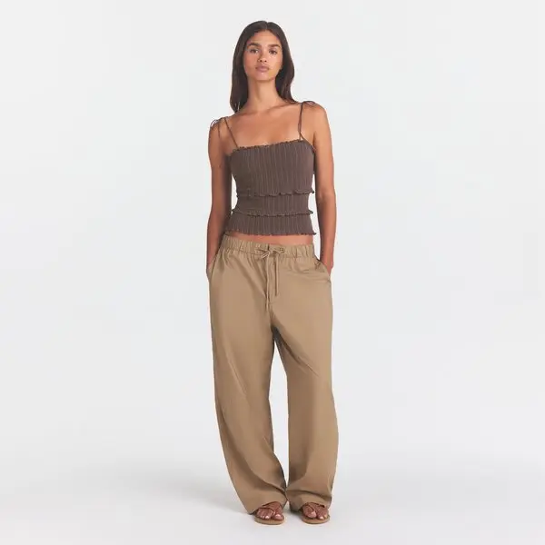 SKIMS Oversized Straight Leg Cotton Pants - Desert