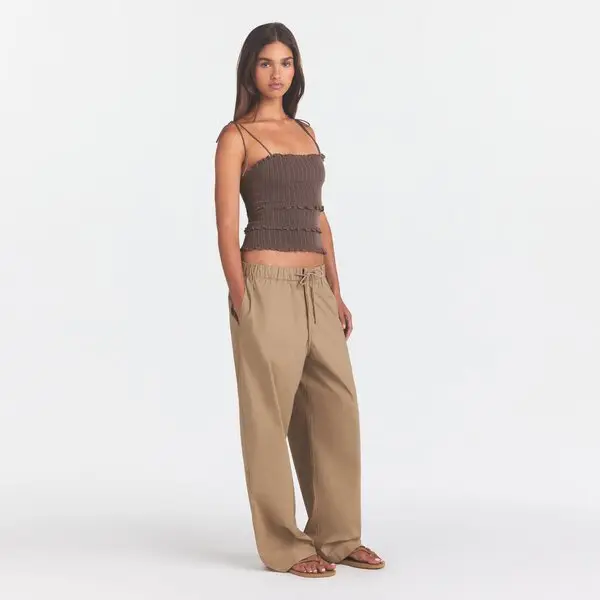 SKIMS Oversized Straight Leg Cotton Pants - Desert