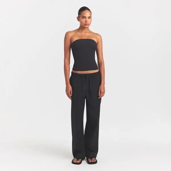 SKIMS Woven Cotton Oversized Straight Leg Pants - Onyx