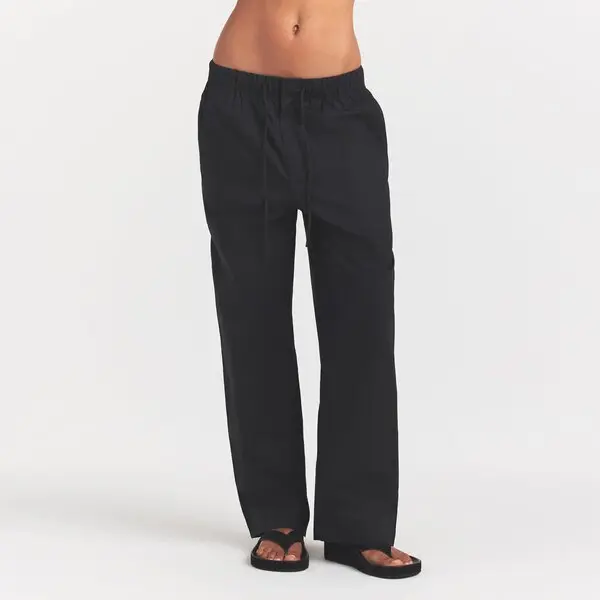 SKIMS Woven Cotton Oversized Straight Leg Pants - Onyx