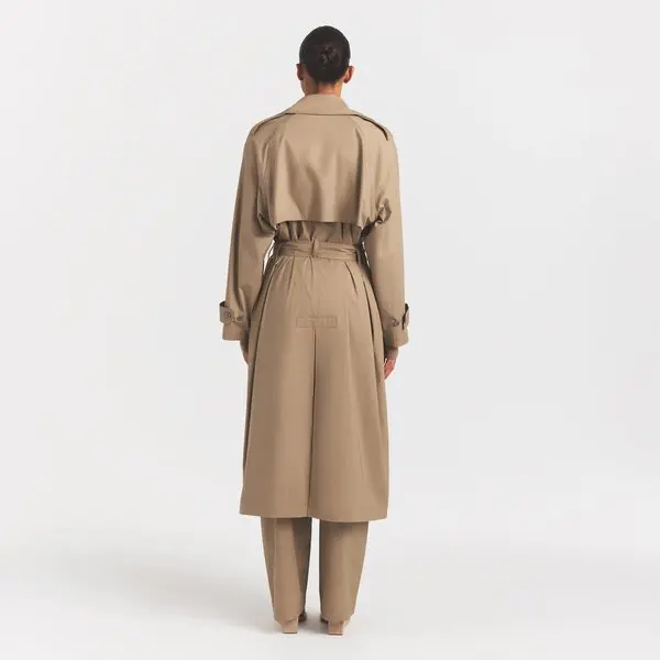 SKIMS Oversized Trench Coat In Woven Cotton - Desert