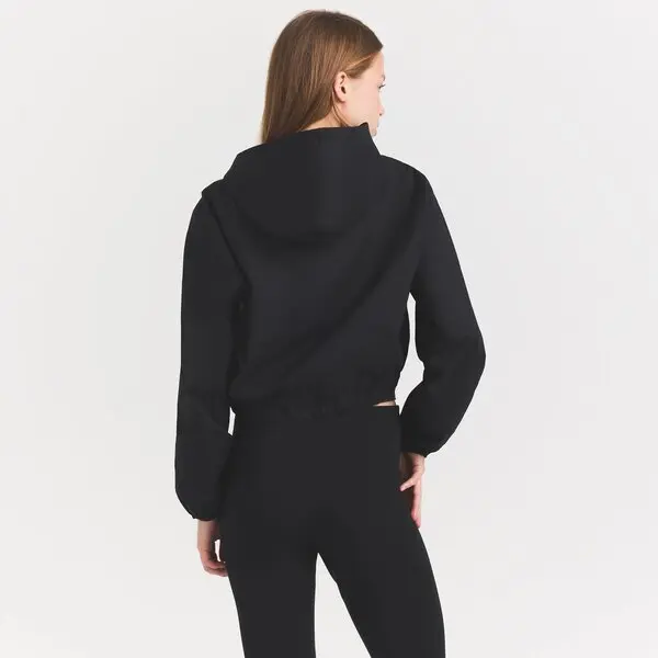 SKIMS Woven Cotton Cropped Zip Up Jacket - Onyx