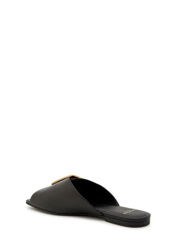 Balmain Oversized Buckle Leather Sandals - Black