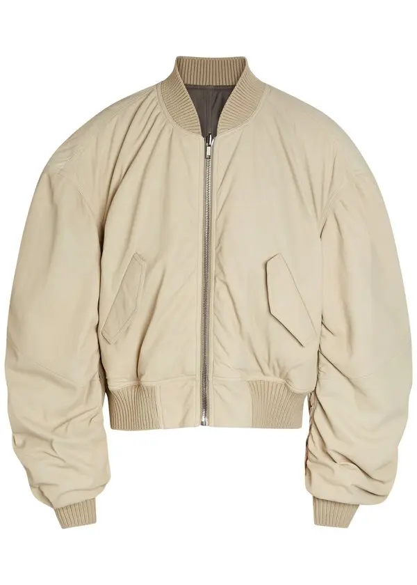 Rick Owens Secchia Reversible Leather Bomber Jacket - Sand
