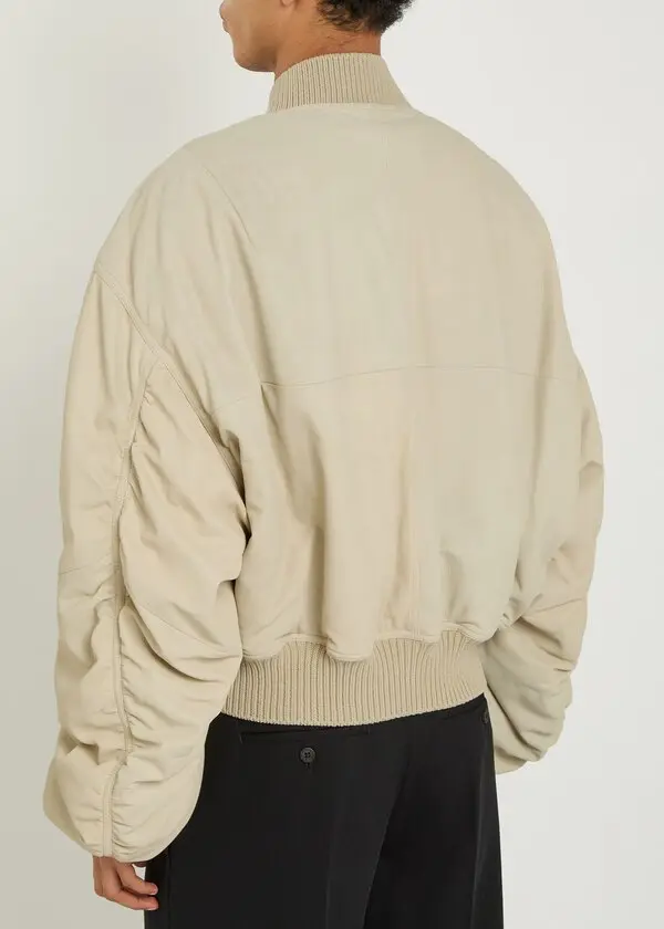 Rick Owens Secchia Reversible Leather Bomber Jacket - Sand