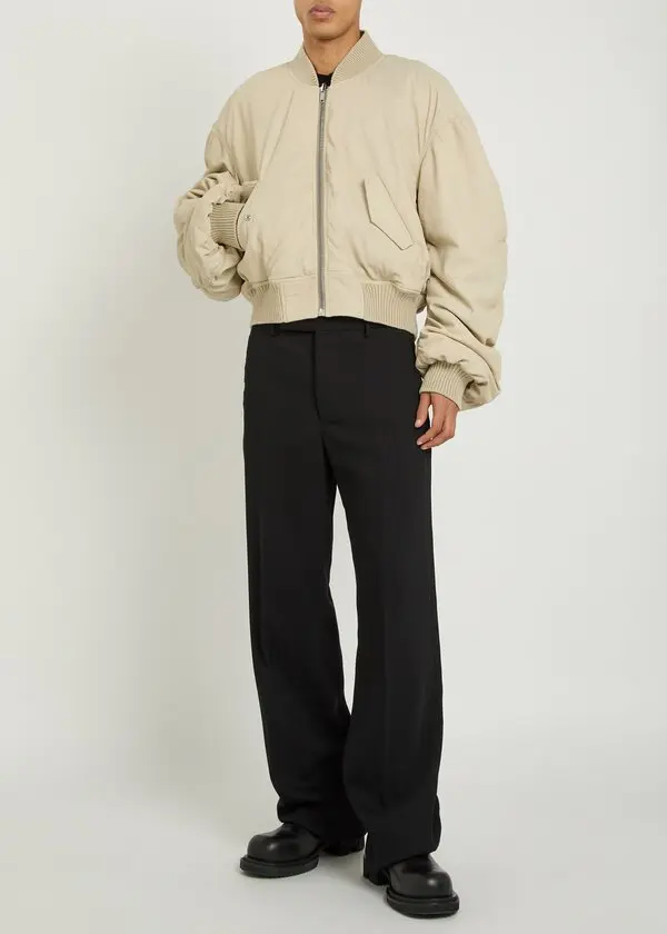 Rick Owens Secchia Reversible Leather Bomber Jacket - Sand