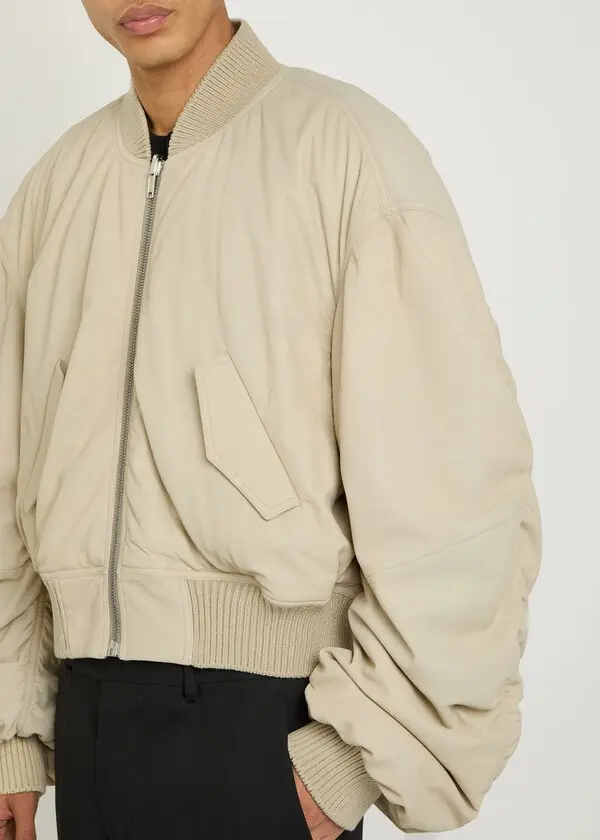 Rick Owens Secchia Reversible Leather Bomber Jacket - Sand