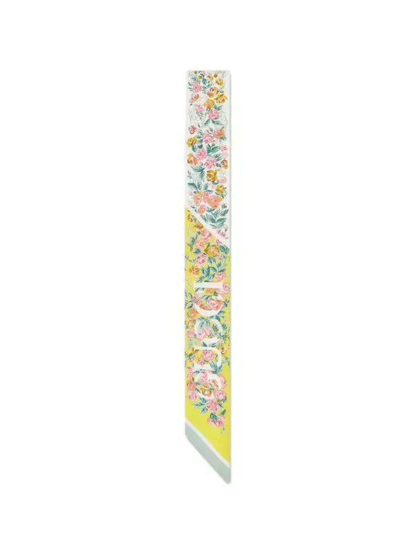 Gucci Floral Print Bow Scarf - Yellow