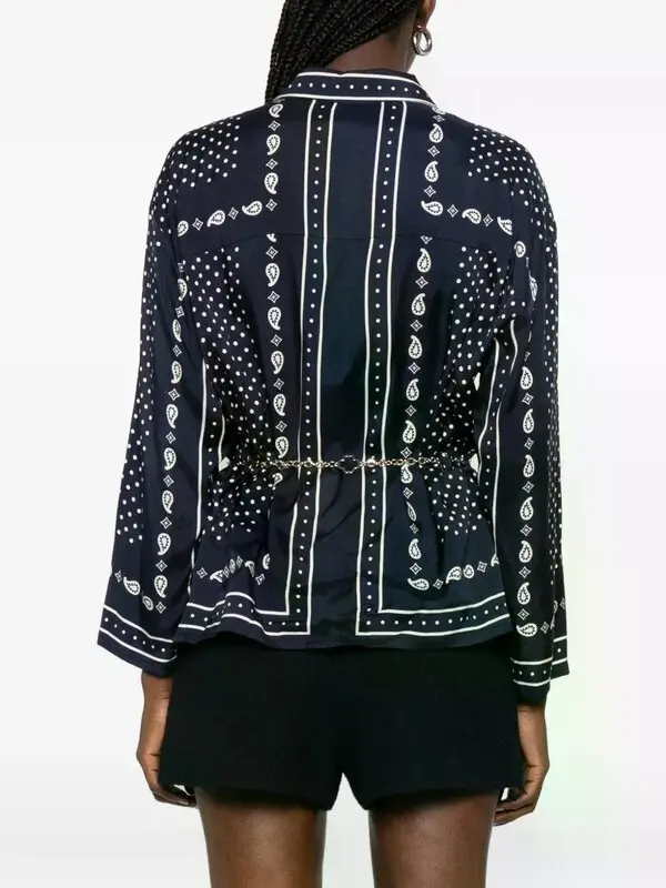 Maje Flowing Printed Shirt With Gold-tone Accents - Blue