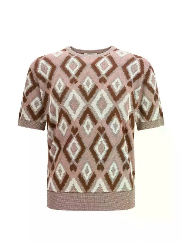 PIACENZA CASHMERE 1733 Patterned Short-sleeve Sweater