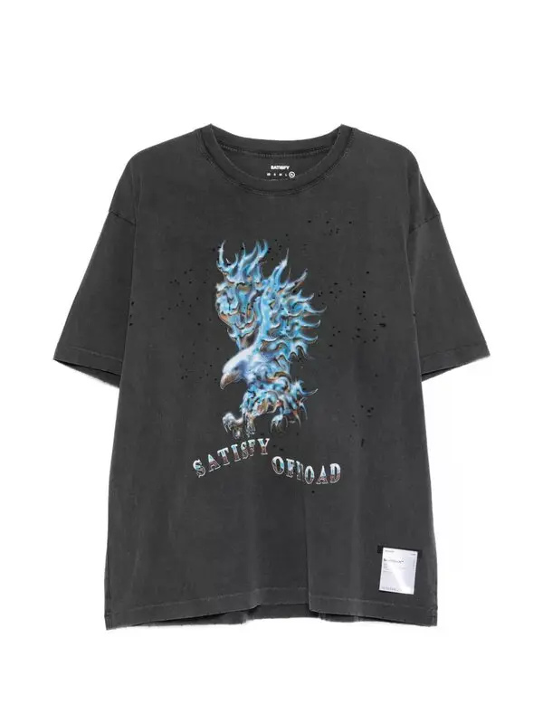 Satisfy Distressed Graphic-print T-shirt - Grey