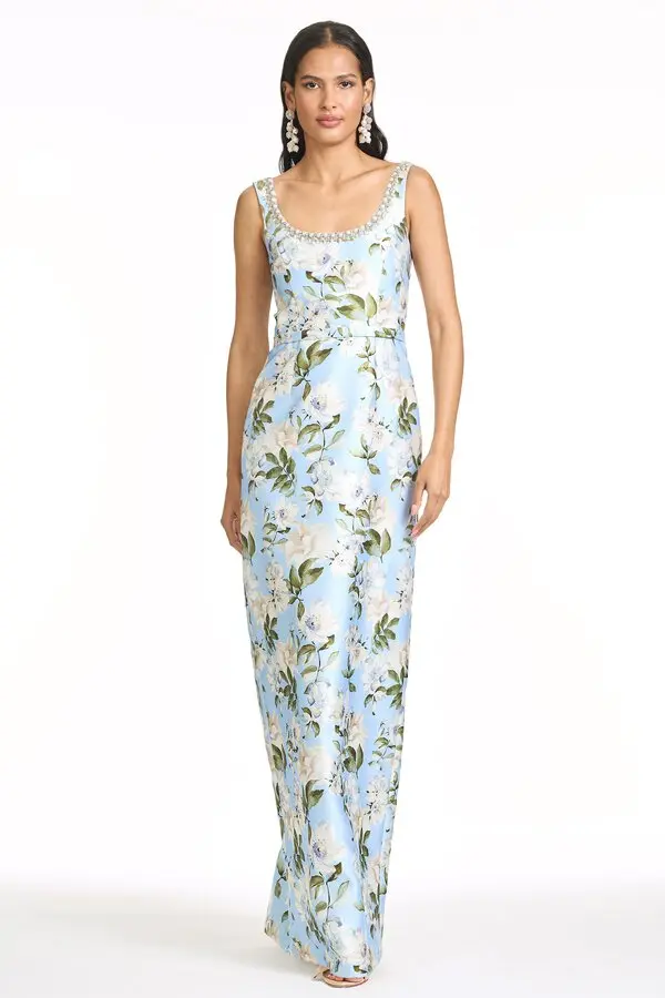 Sachin & Babi Floral Mikado Column Gown