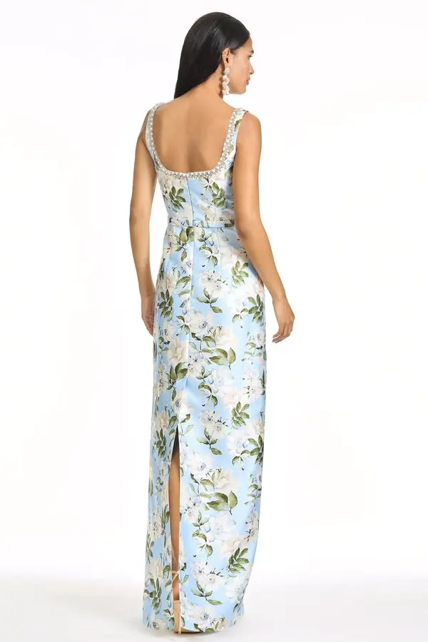 Sachin & Babi Floral Mikado Column Gown