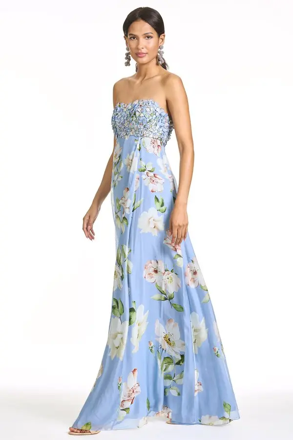 Sachin & Babi Embroidered Ames Gown - Twilight Petals