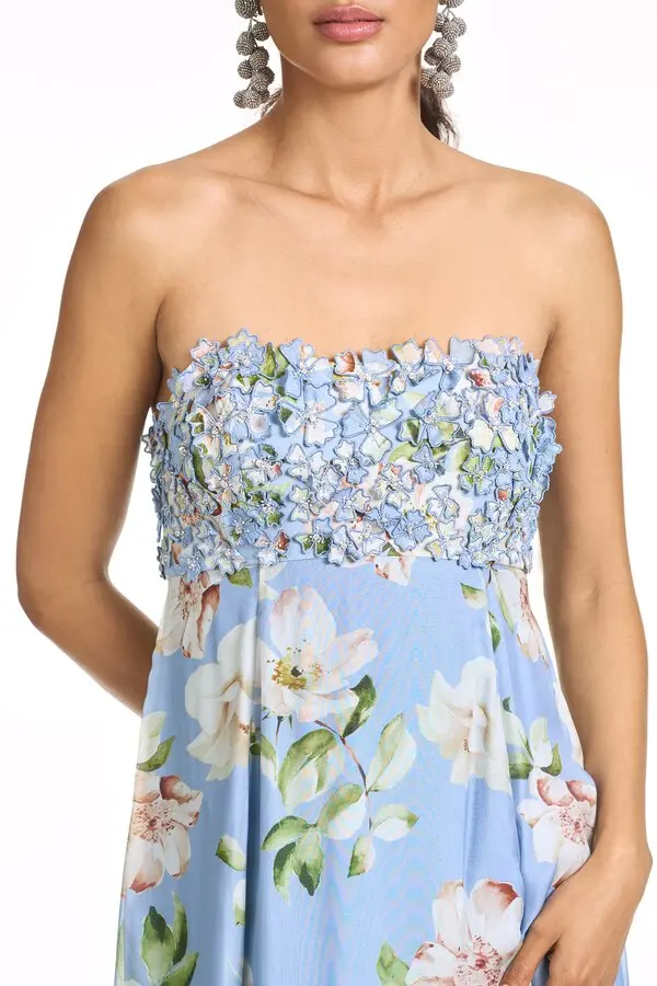 Sachin & Babi Floral Chiffon Empire Waist Gown