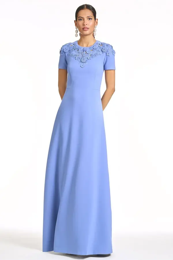 Sachin & Babi Embroidered Aruna Gown - Deep Periwinkle