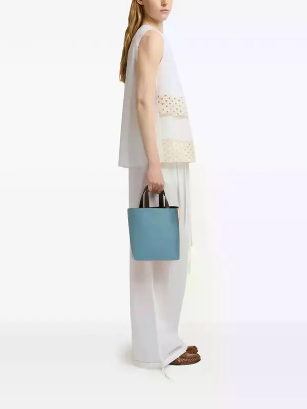 Marni Museo Colour-block Leather Tote - Blue