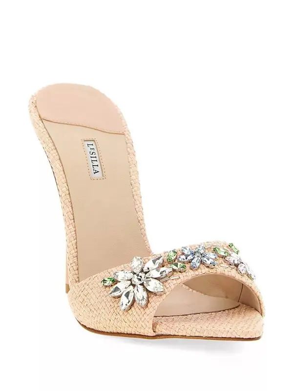 LE SILLA Crystal-embellished Raffia Sandals
