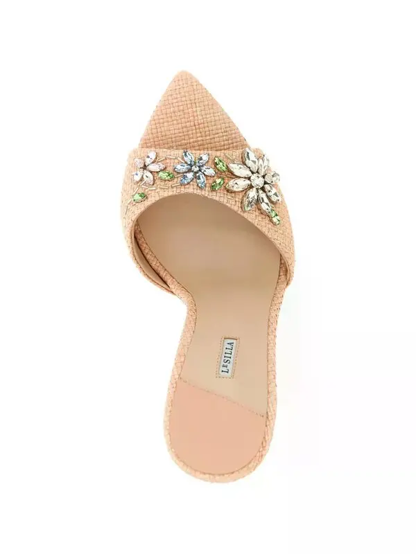 LE SILLA Crystal-embellished Raffia Sandals