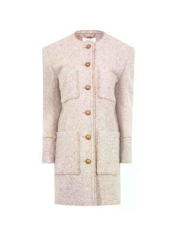 Chloé Buttoned Patch Pocket Coat - Pink