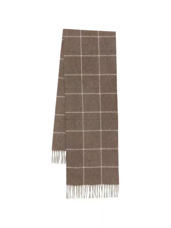 N.peal Check Cashmere Scarf - Neutrals