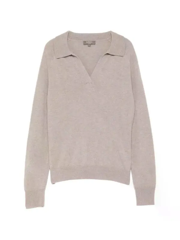 N.peal Long Sleeve V-neck Polo Top