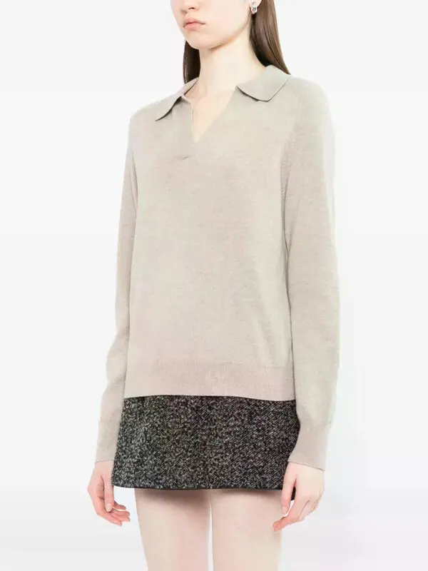 N.peal Long Sleeve V-neck Polo Top