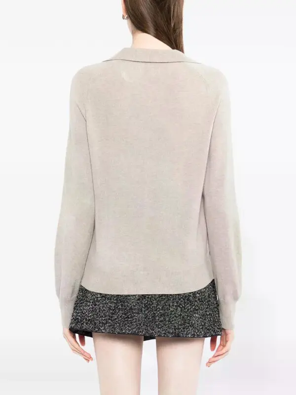 N.peal Long Sleeve V-neck Polo Top