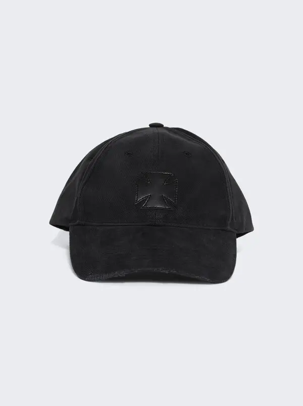 Vetements Leather Biker Cross Cap - Black
