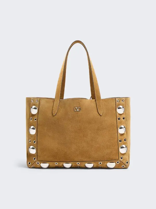 Valentino Garavani Nellcôte Large Suede Shopping Bag - Brown