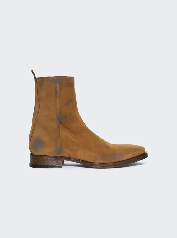 Acne Studios Suede Ankle Boots - Beige