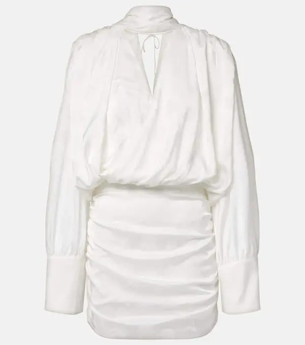 ROTATE BY BIRGER CHRISTENSEN Bridal Scarf-detail Satin Minidress - White