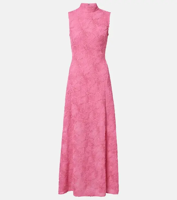 ROTATE BY BIRGER CHRISTENSEN Floral Mesh Maxi Dress - Pink