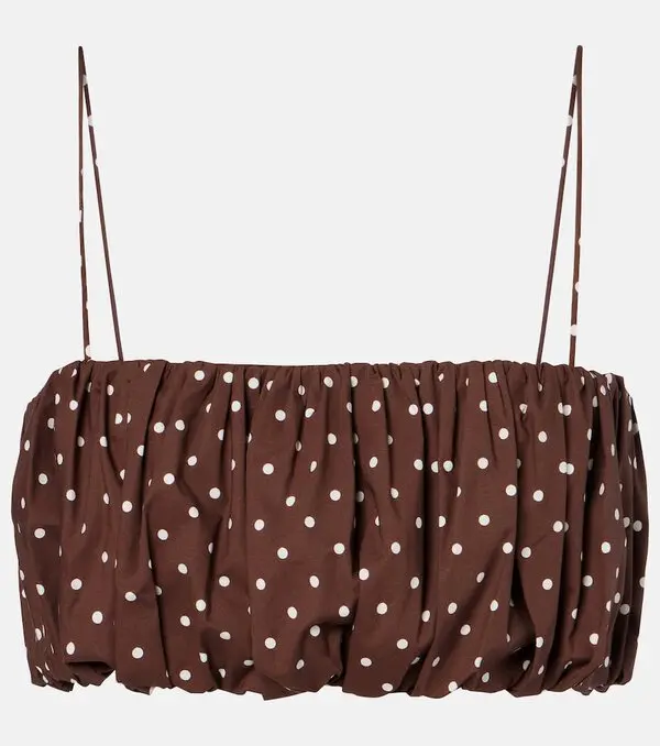ROTATE BY BIRGER CHRISTENSEN Polka-dot Cotton-blend Crop Top - Brown