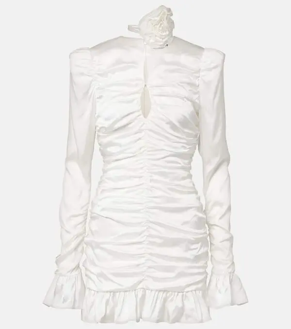 ROTATE BY BIRGER CHRISTENSEN Bridal Ruched Satin Minidress - White