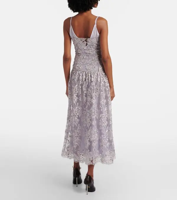 JACQUES WEI Embellished Lace Cocktail Dress
