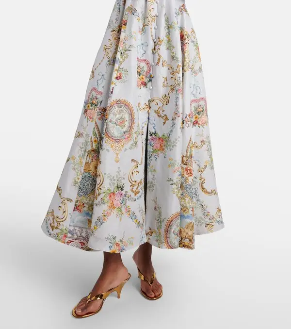 Camilla Printed Linen And Silk Bustier Dress - Multicoloured
