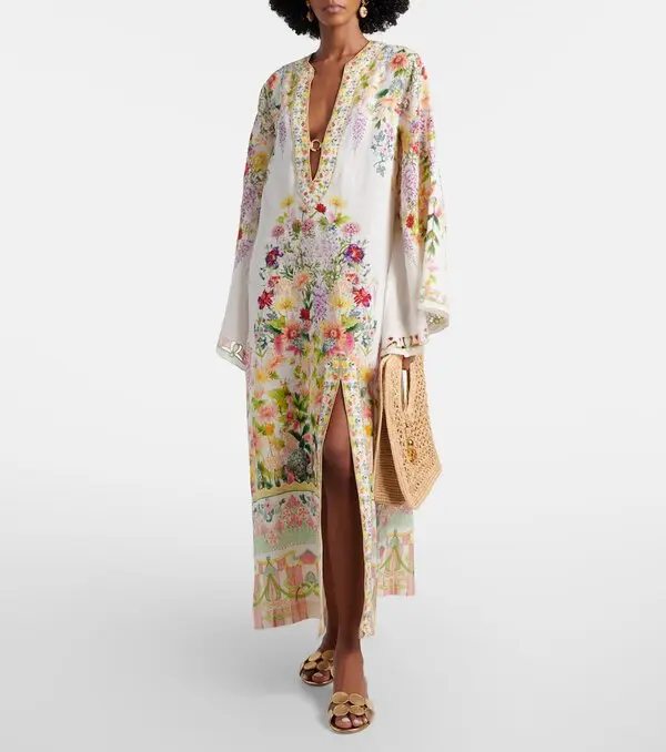 Camilla Floral Linen Kaftan