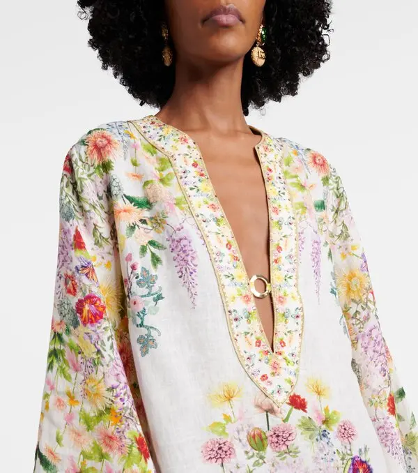 Camilla Floral Linen Kaftan