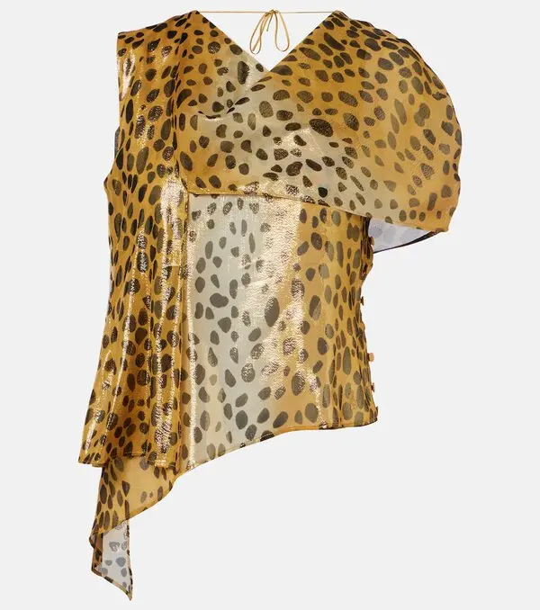 JACQUES WEI Silk-blend Lamé Top