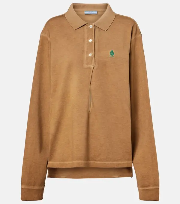 Prada Oversized Cotton Piqué Polo Shirt - Brown