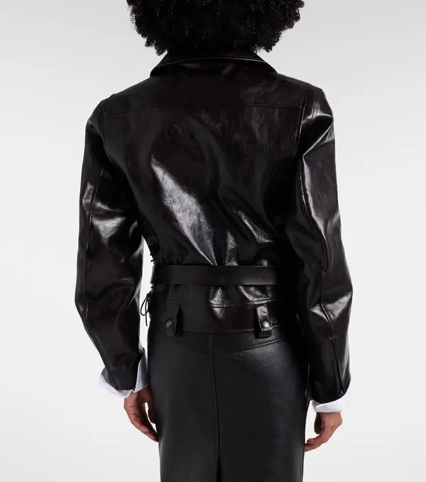 Saint Laurent Belted Leather Biker Jacket