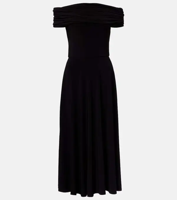 Norma Kamali Draped Off-shoulder Midi Dress
