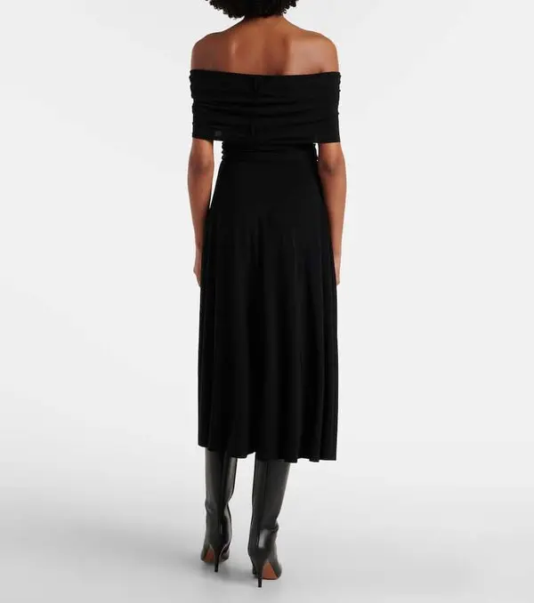 Norma Kamali Draped Off-shoulder Midi Dress