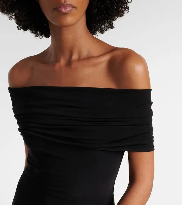 Norma Kamali Draped Off-shoulder Midi Dress