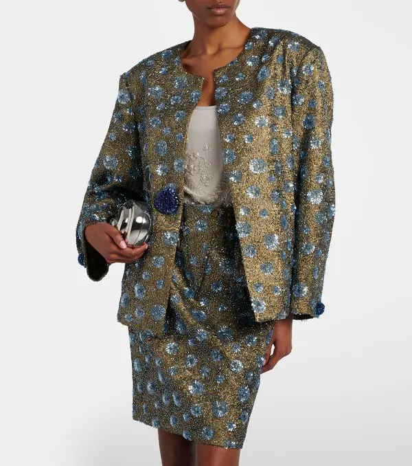 JACQUES WEI Floral Sequined Oversized Jacket