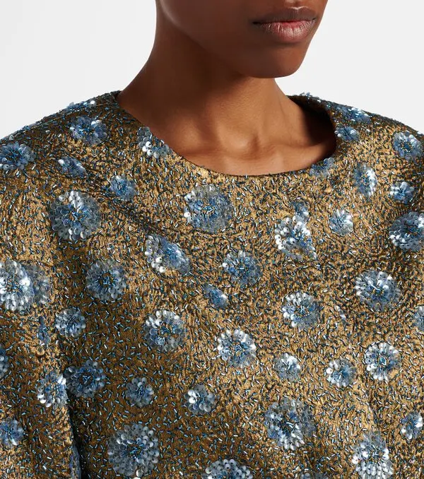 JACQUES WEI Floral Sequined Oversized Jacket